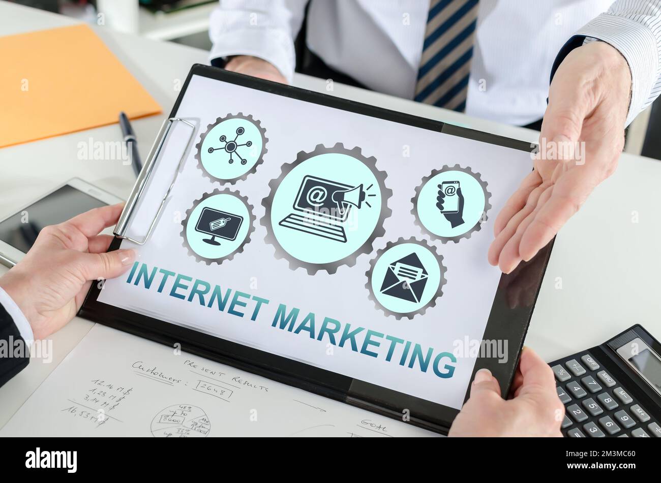 Internet marketing concept shown by a businessman Stock Photo - Alamy