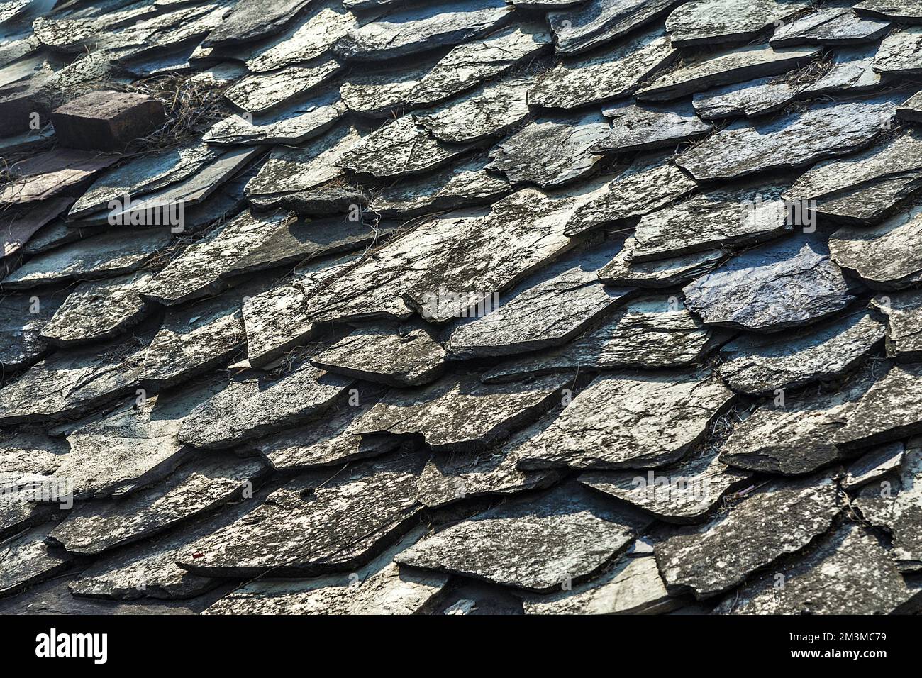 Slate tile roof, Bijoria village, Kausani, Bageshwar, Kumaon ...
