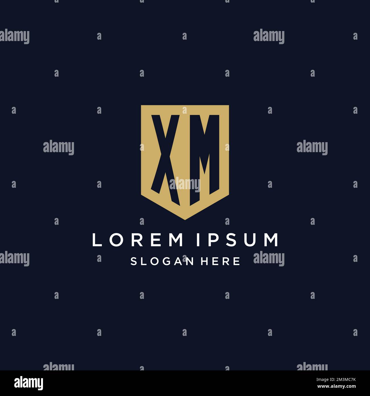 XM monogram initials logo design with shield icon template Stock Vector ...