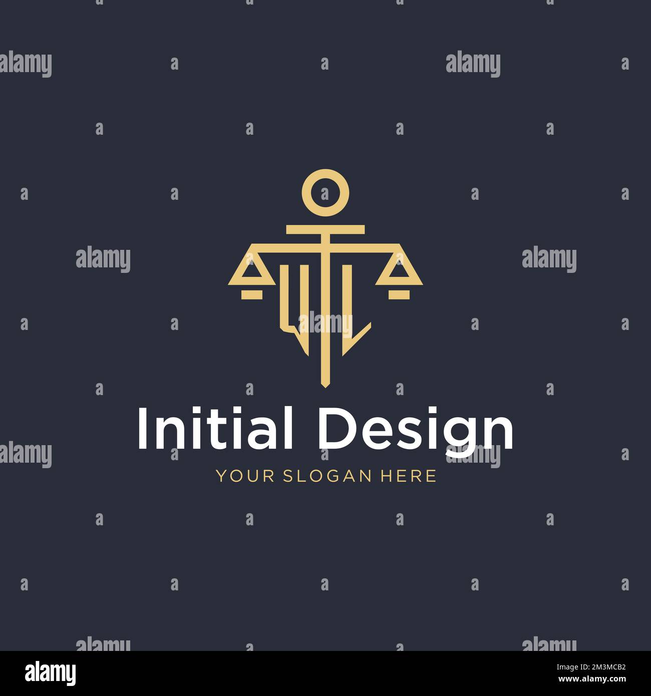 WL initial monogram logo with scale and pillar style design ideas Stock ...