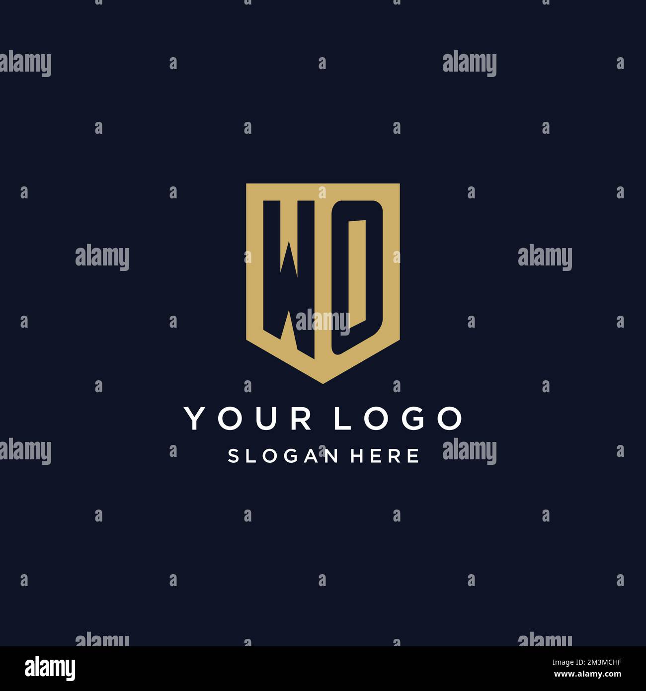 WO monogram initials logo design with shield icon template Stock Vector ...
