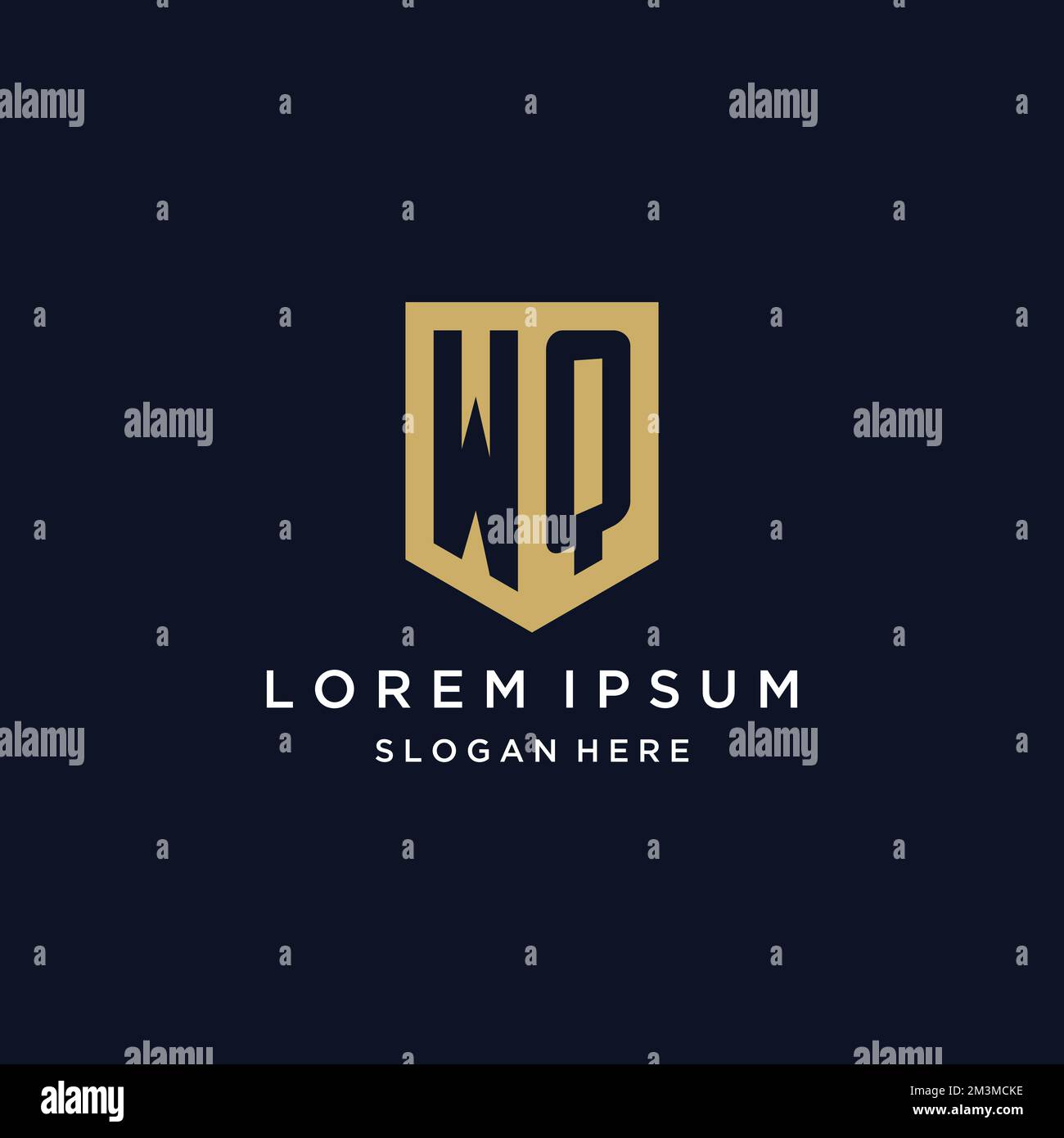 WQ monogram initials logo design with shield icon template Stock Vector ...