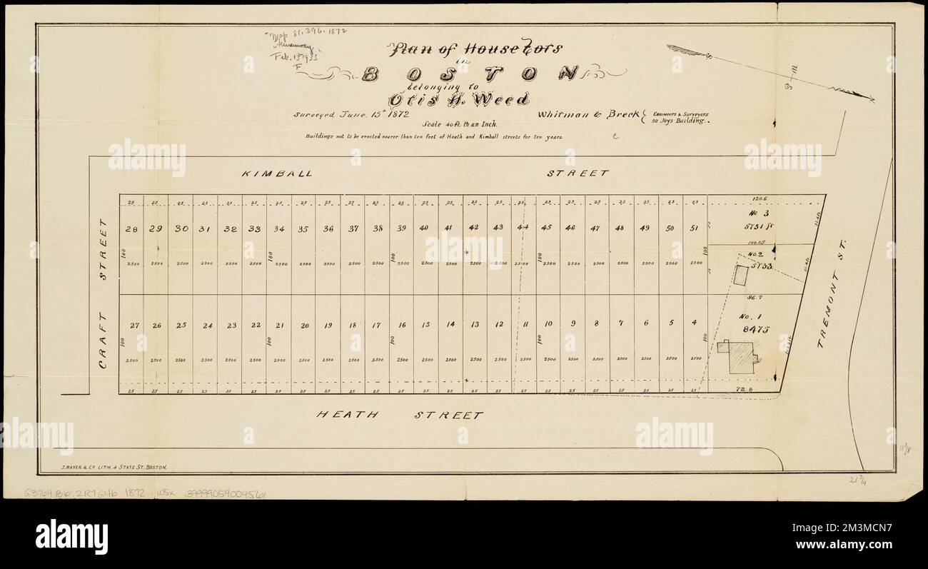 Plan of house lots in Boston belonging to Otis H. Weed , Landowners ...