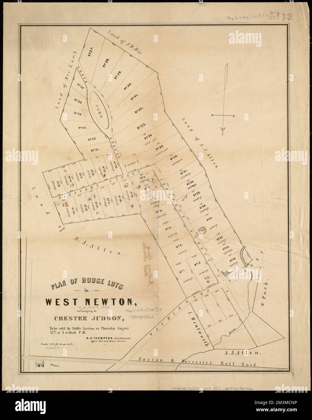 Plan of house lots in West Newton, belonging to Chester Judson, to be ...