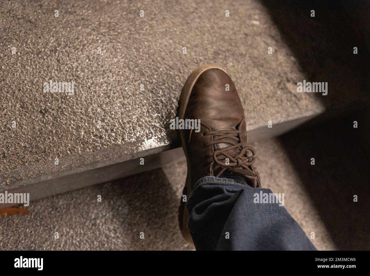 Slippery steps after rain. Danger of falling Stock Photo - Alamy