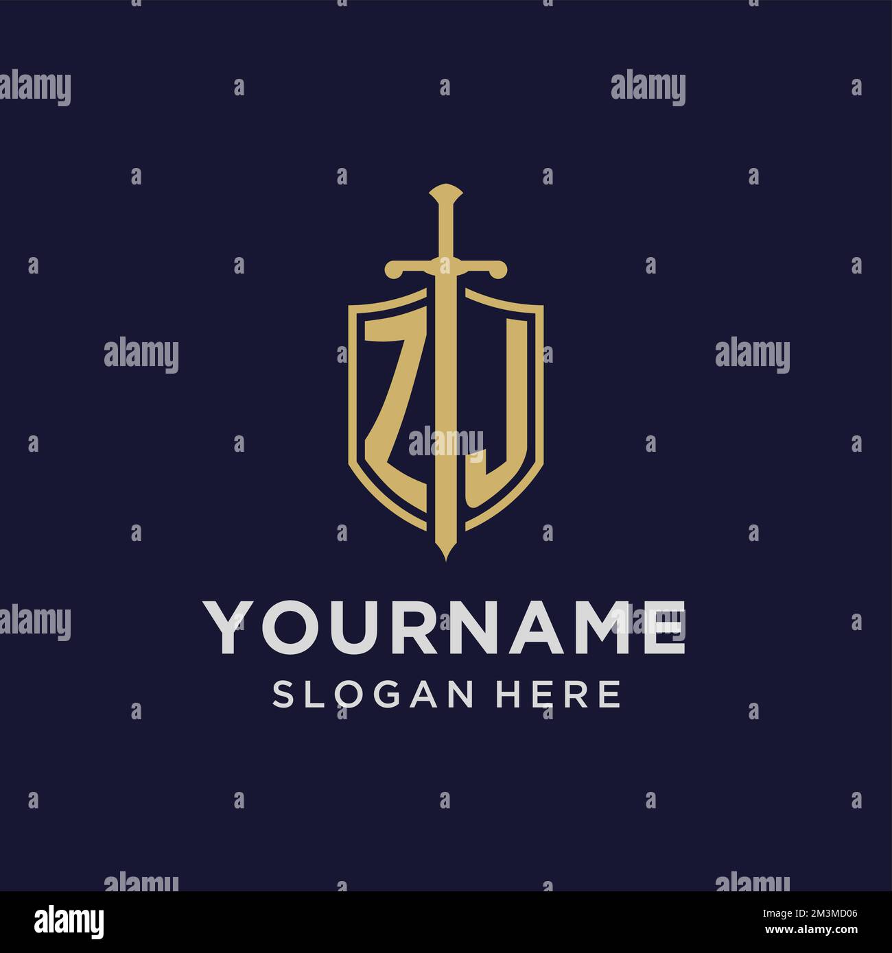 ZJ logo initial monogram with shield and sword design ideas Stock Vector Image & Art - Alamy