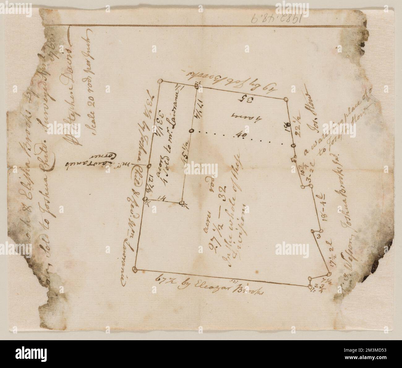 Plan of land in Lincoln conveyed from Brooks to Child, April 25, 1768 ...