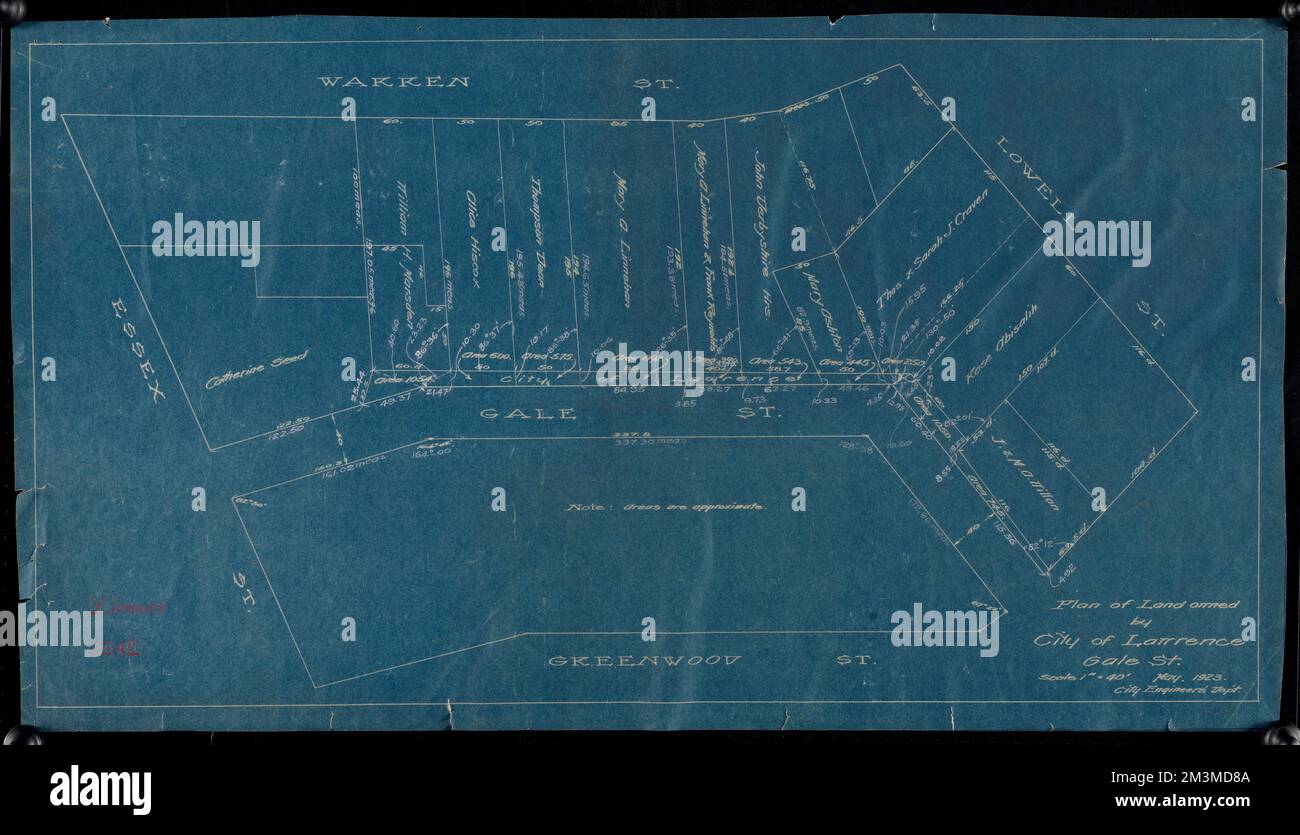 Plan of land owned by City of Lawrence, Gale St. , Streets. Lawrence ...