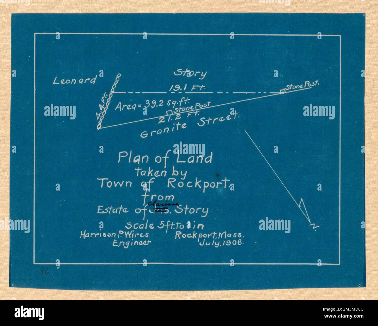 Plan of land taken by Town of Rockport from estate of Clarissa Story ...