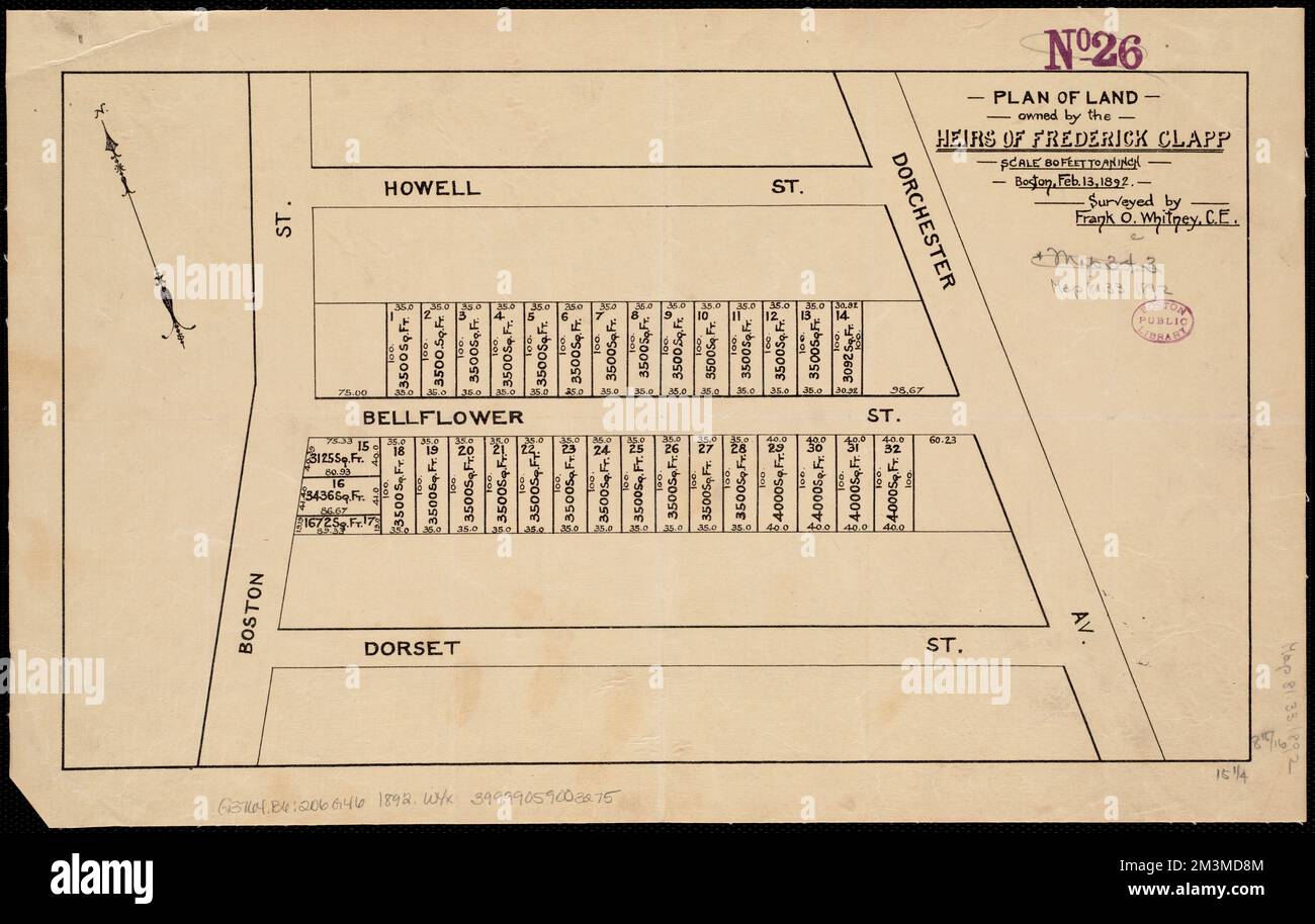 Plan of land owned by the heirs of Frederick Clapp , Real property ...
