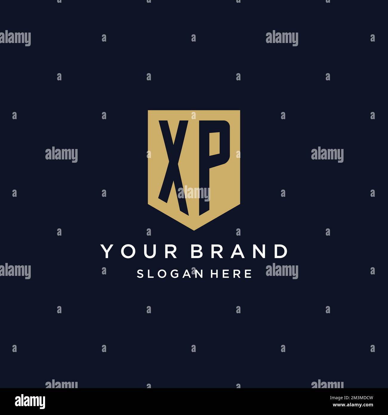 XP monogram initials logo design with shield icon template Stock Vector ...