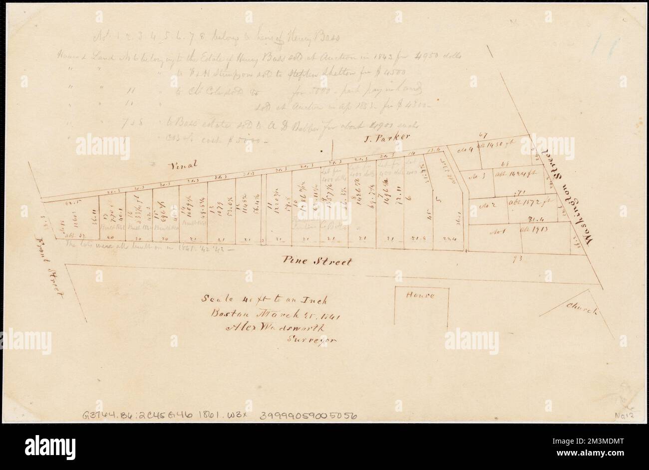[Plan of lots on Pine Street, Boston, between Washington and Front ...