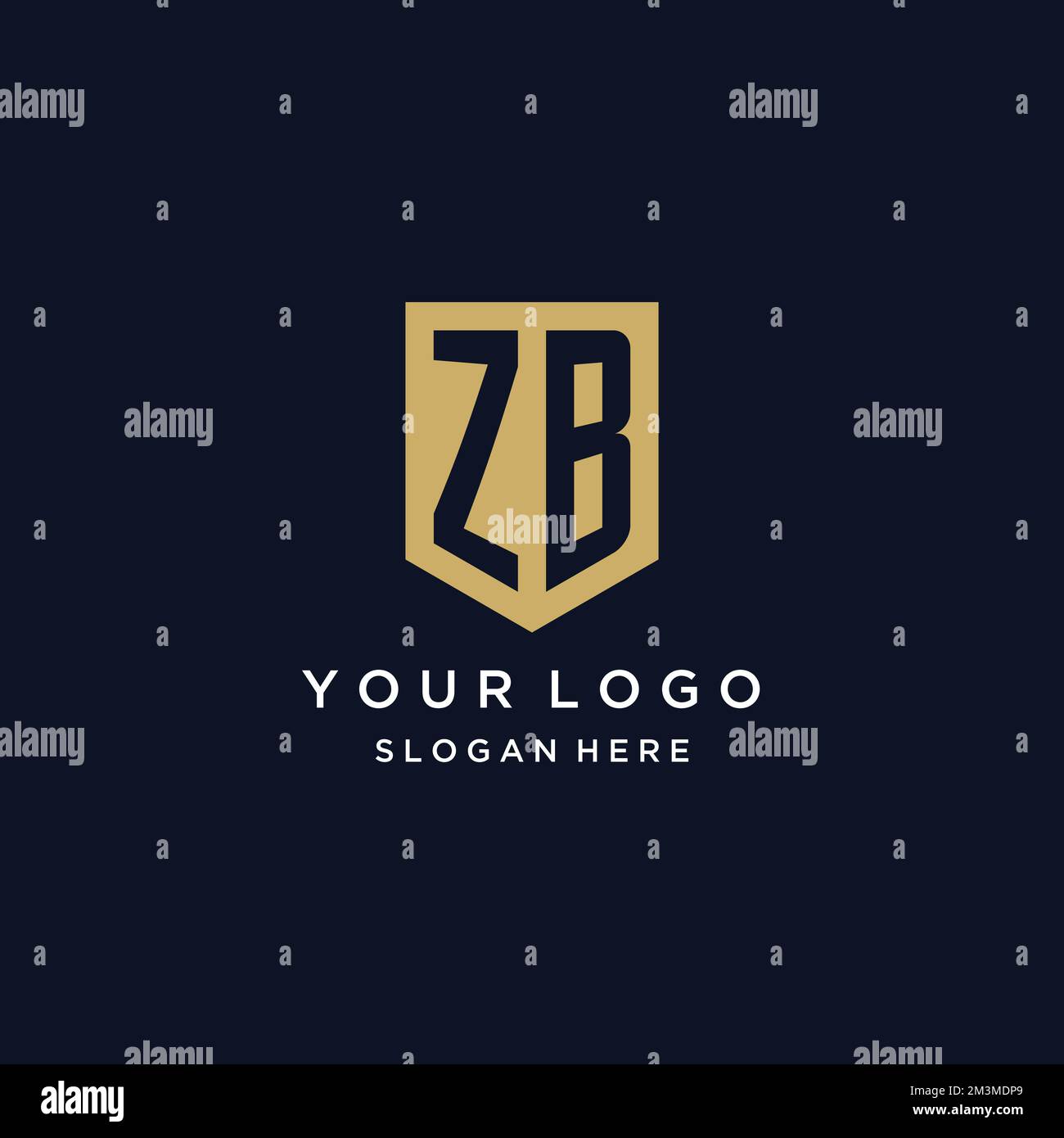 ZB monogram initials logo design with shield icon template Stock Vector ...