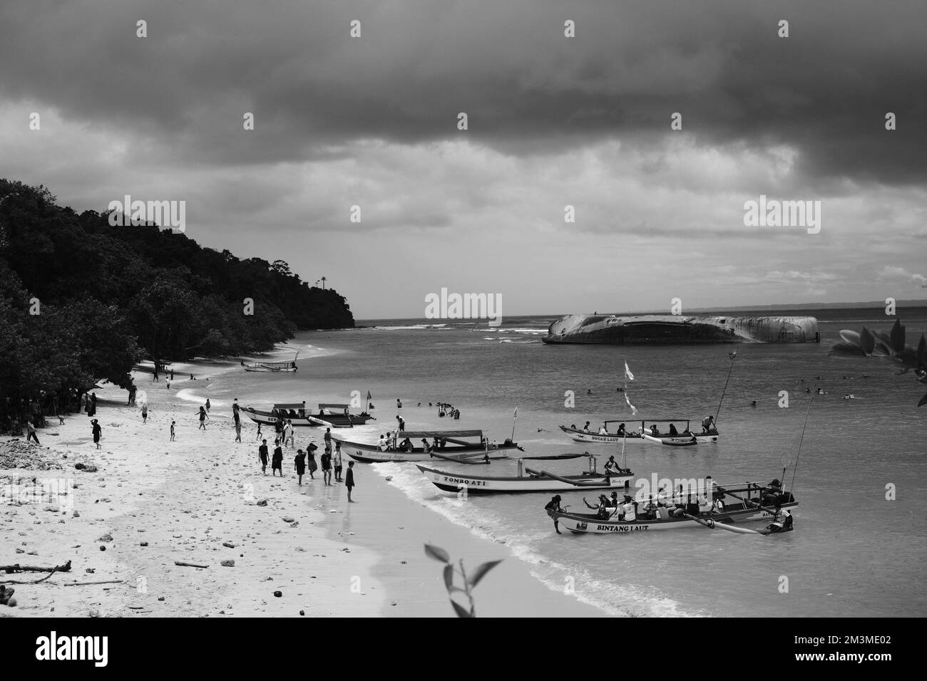 Black and white photo, Monochrome photo from the aerial coast of ...