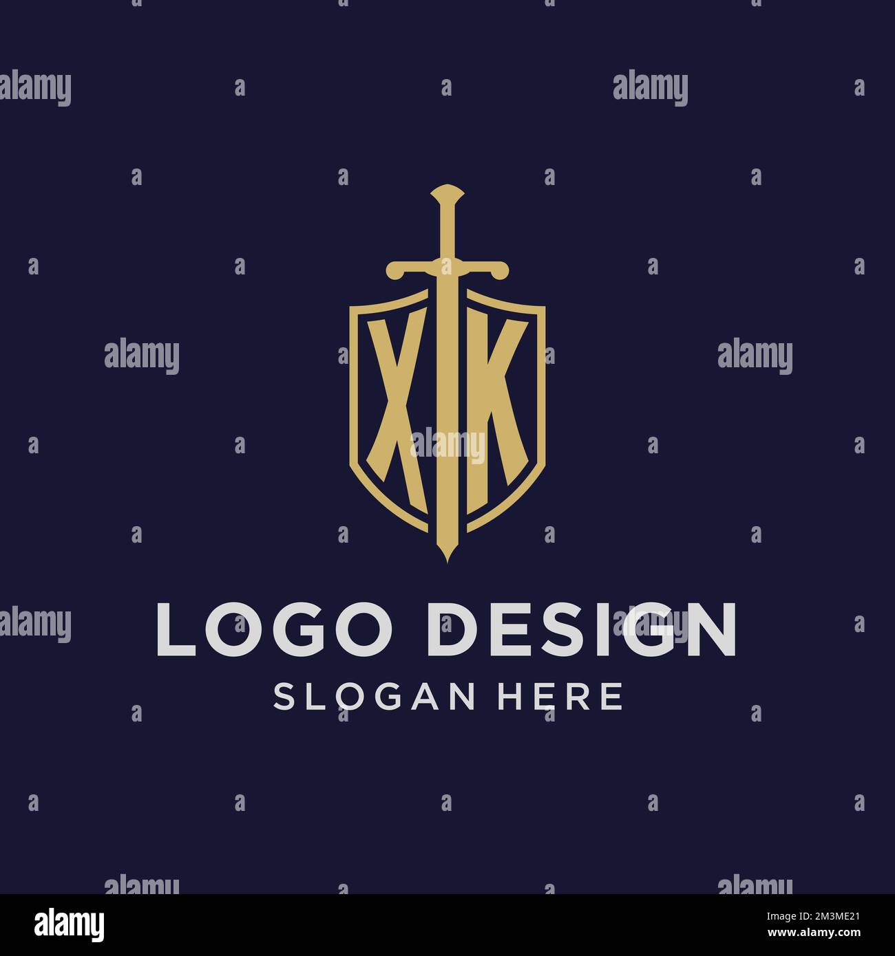 XK logo initial monogram with shield and sword design ideas Stock ...