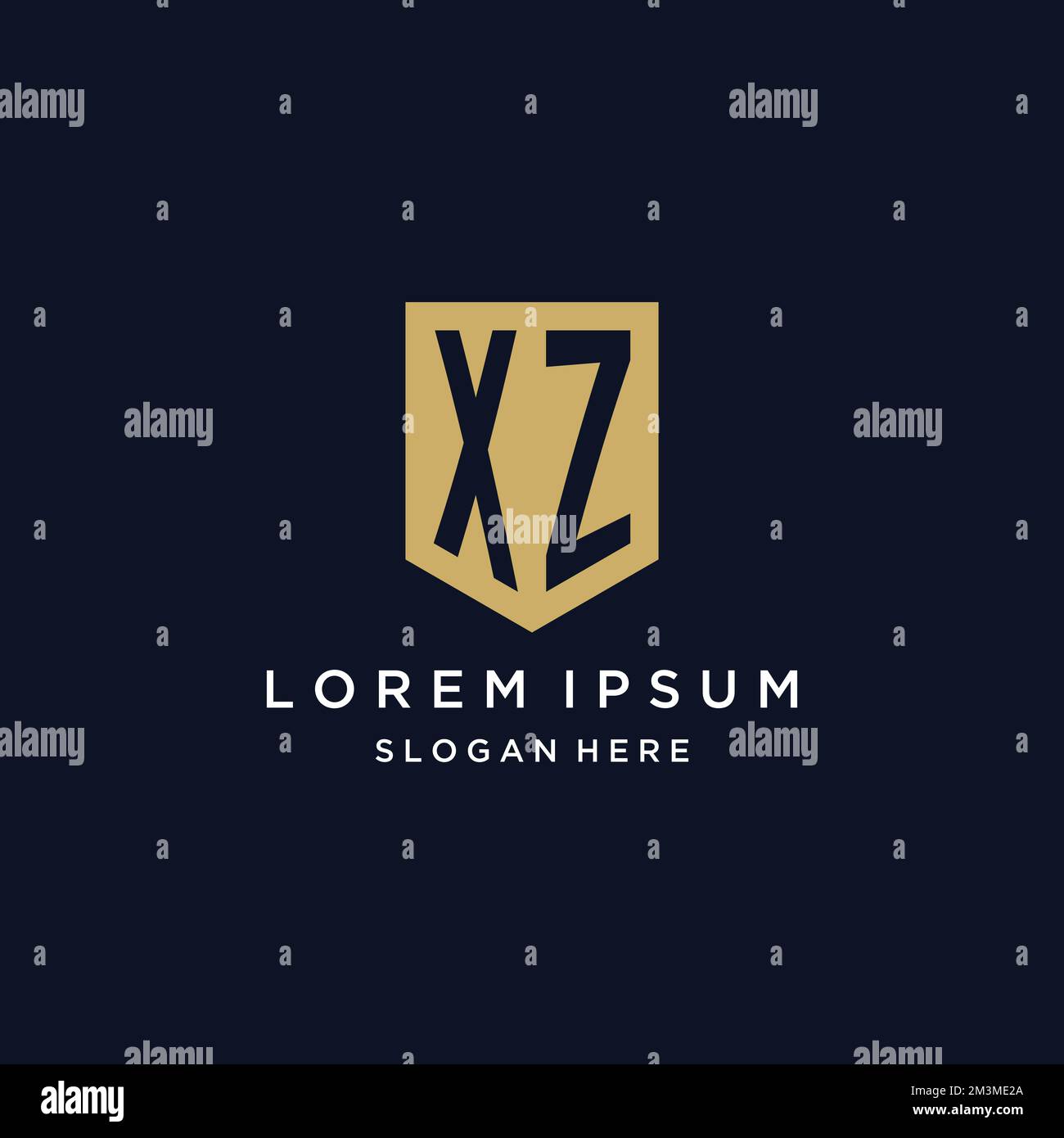 XZ monogram initials logo design with shield icon template Stock Vector ...