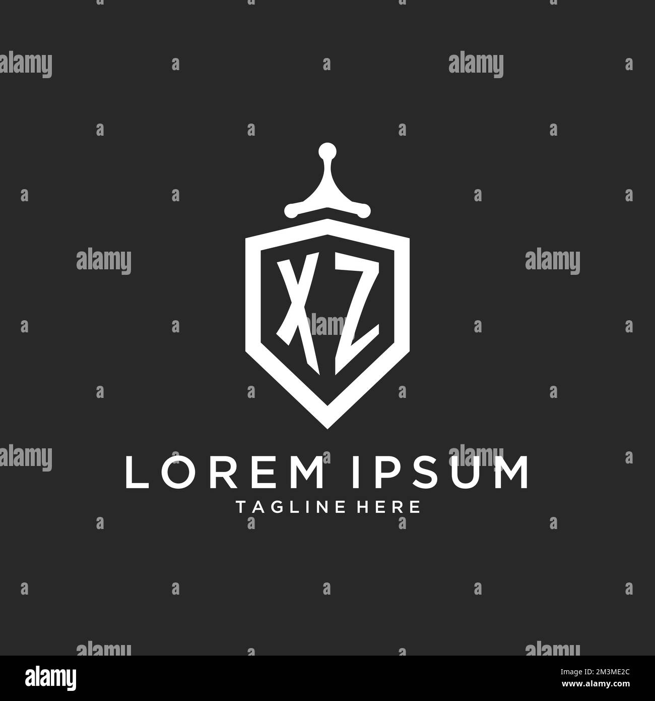 XZ monogram logo initial with shield guard shape design ideas Stock ...