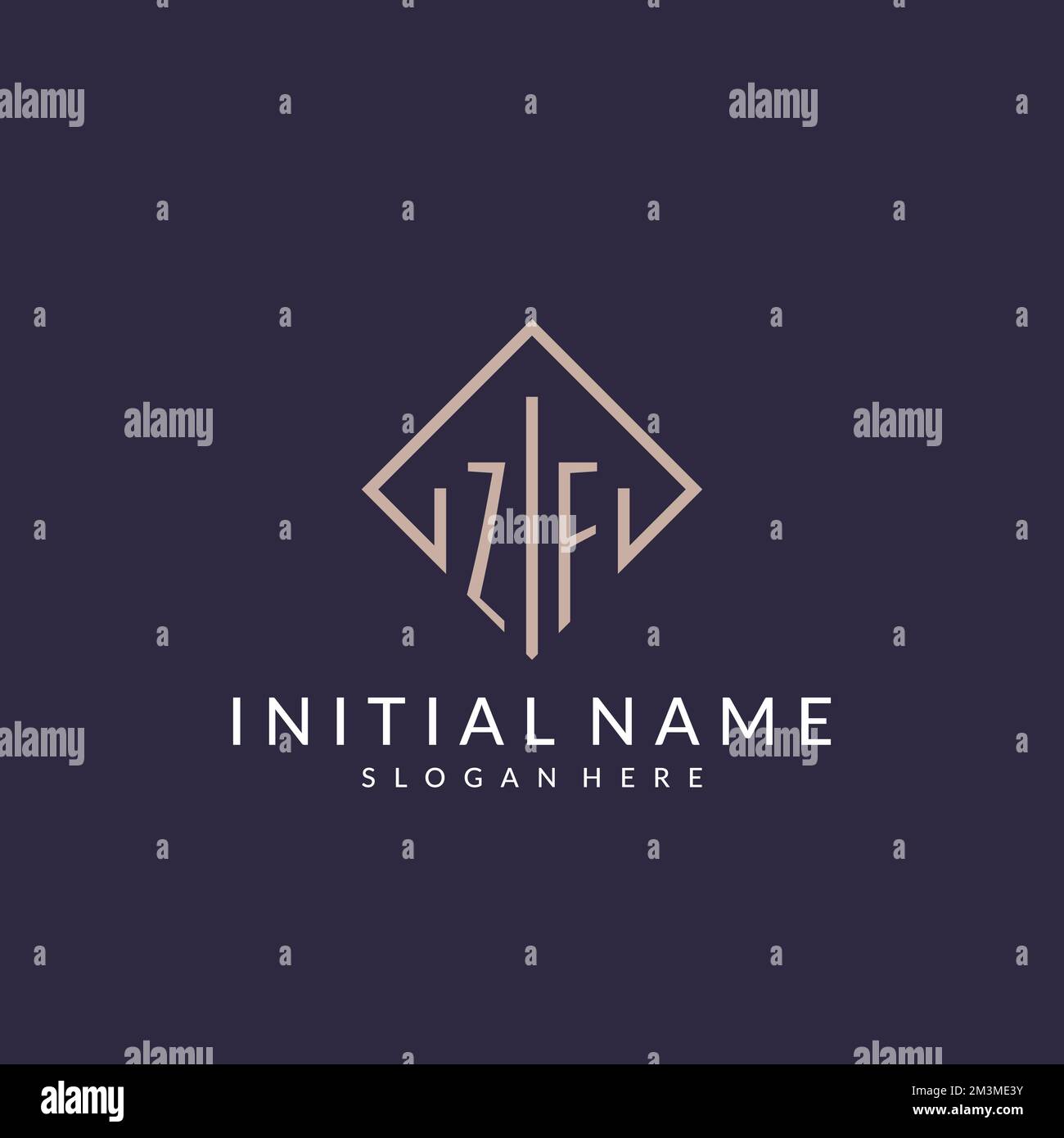 ZF initial monogram logo with rectangle style design ideas Stock Vector ...