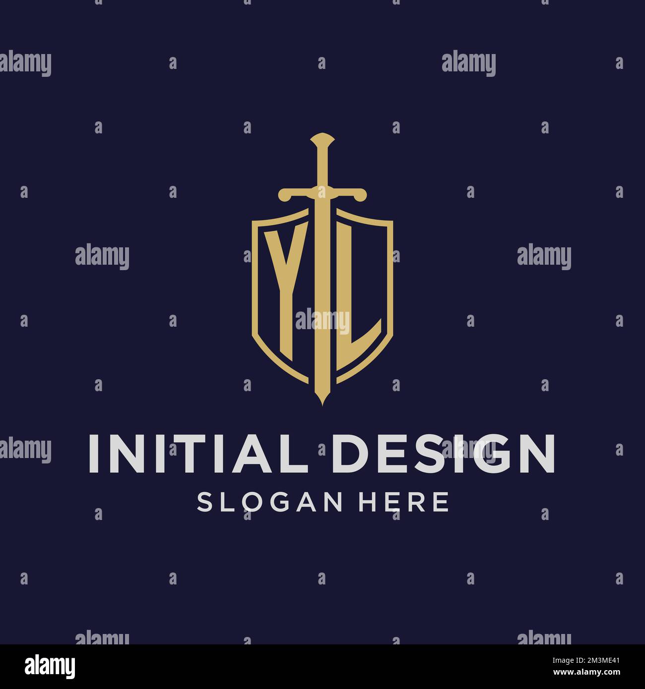 YL logo initial monogram with shield and sword design ideas Stock ...