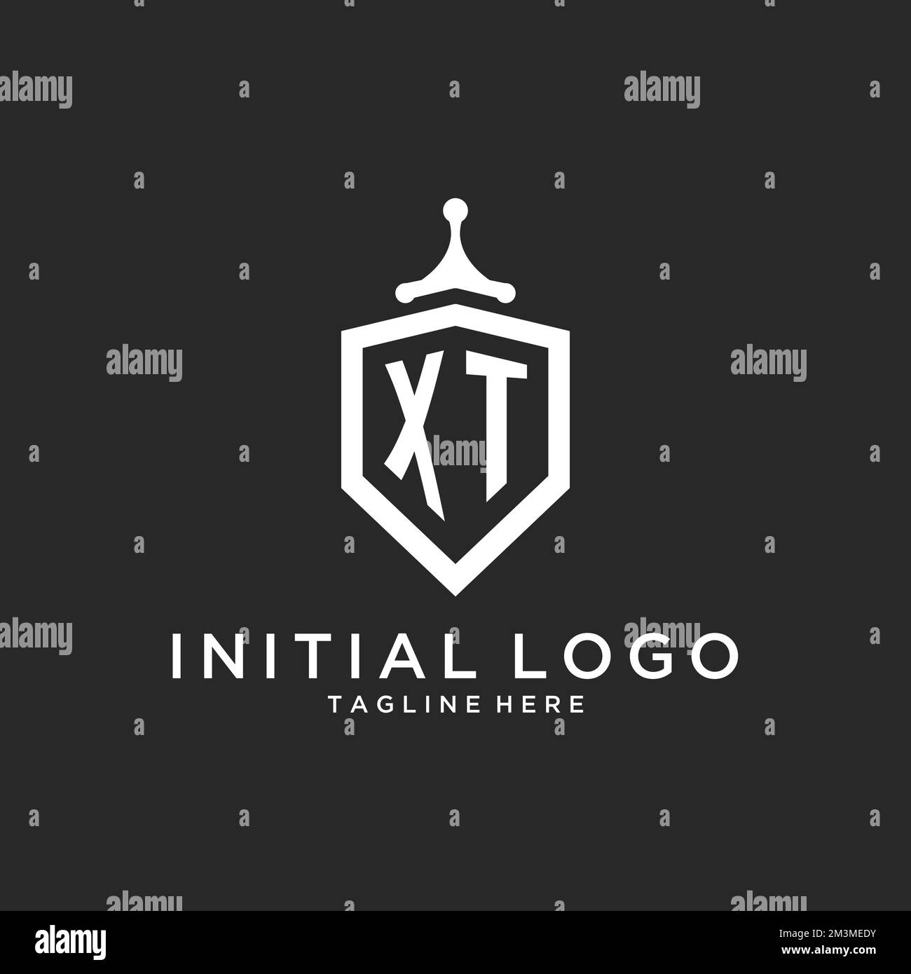 XT monogram logo initial with shield guard shape design ideas Stock ...