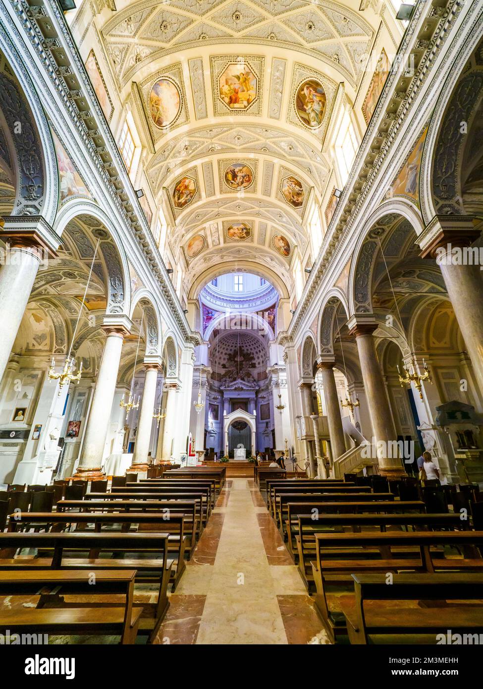 The frescoed vault of the central nave in San Lorenzo cathedral of ...