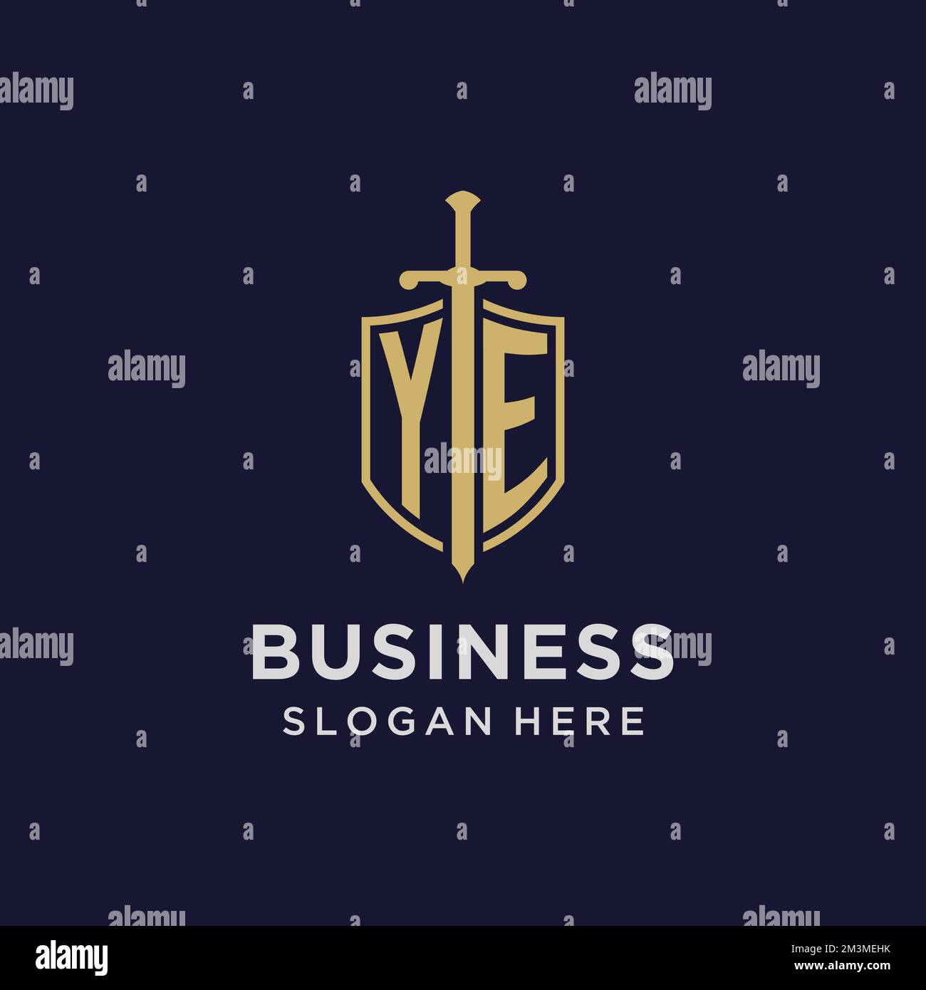 YE logo initial monogram with shield and sword design ideas Stock ...