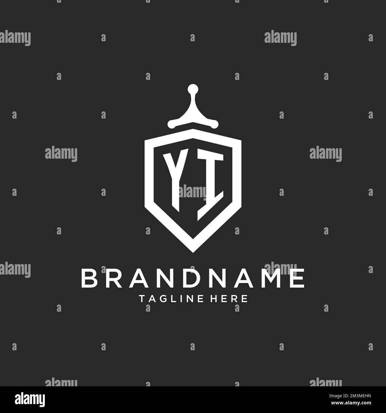 YI monogram logo initial with shield guard shape design ideas Stock ...