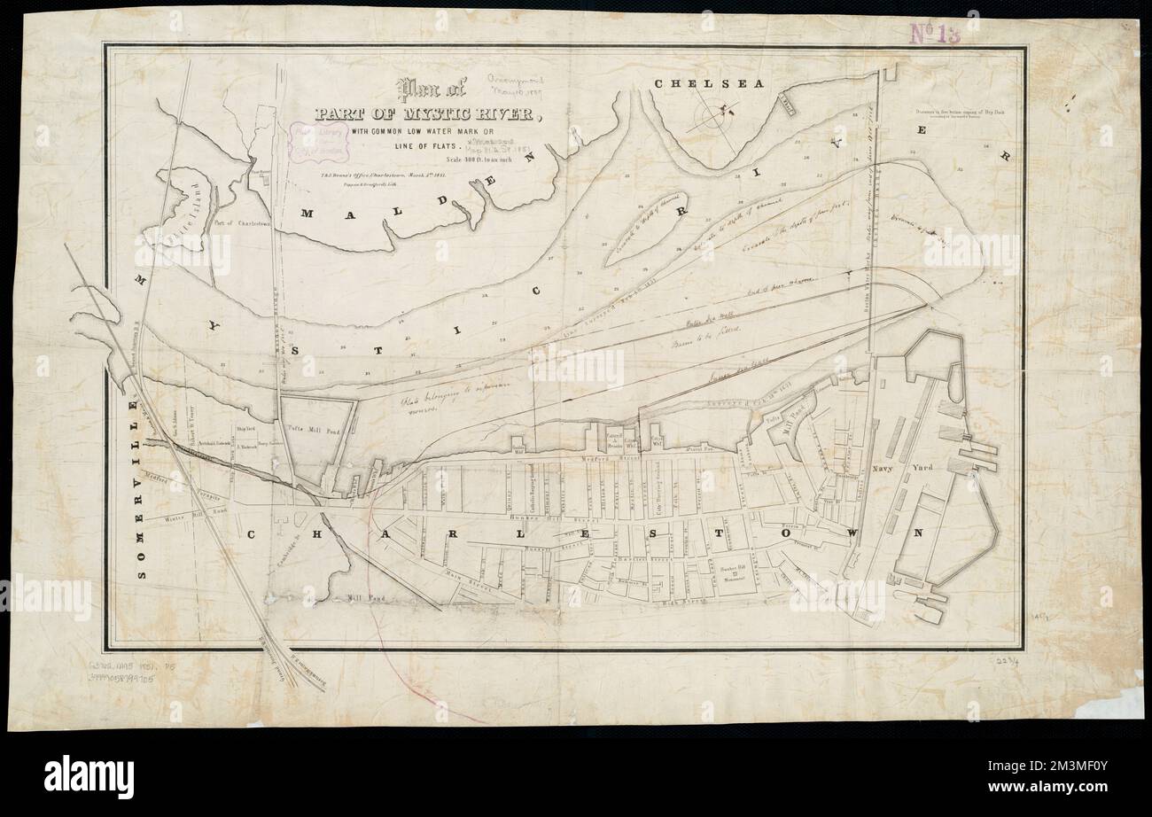 Plan of part of Mystic River, with common low water mark of line of ...