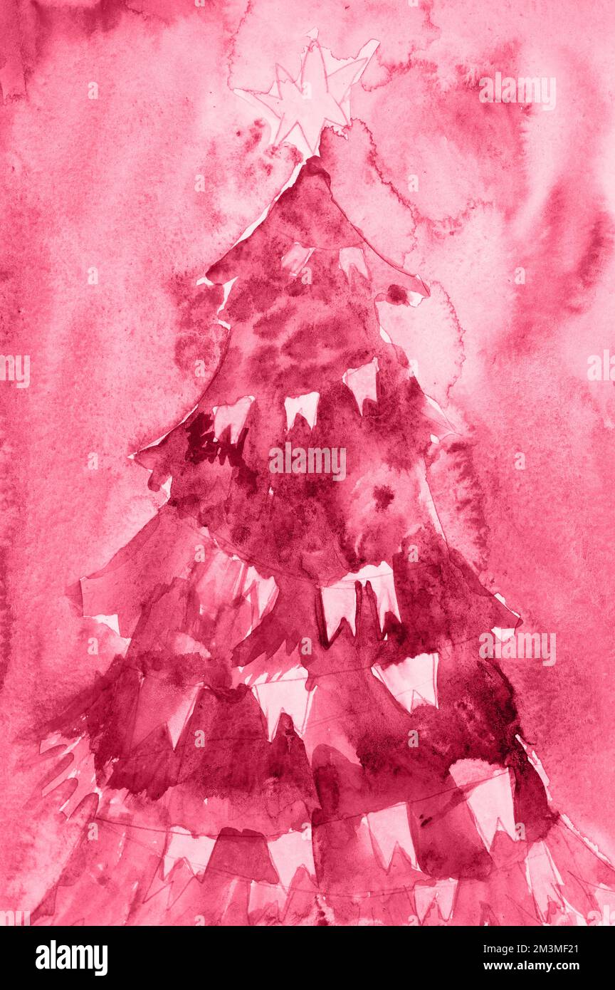 children's diy watercolor drawing - bright colorful new year and ...