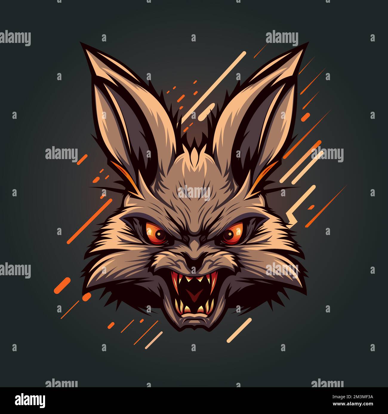 Raging rabbit with burning eyes and bloodied teeth Stock Vector Image ...