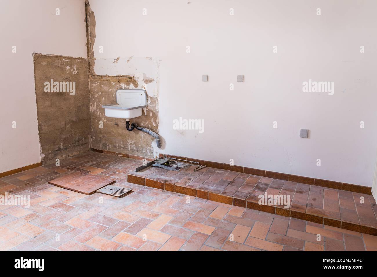 Renovation of old house, old washroom under construction under ...