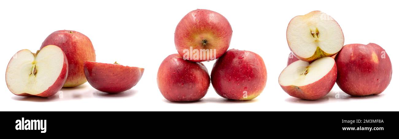 Set of Apple varieties images. Red apple isolated on a white background ...