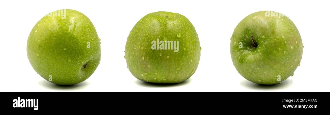 Set of Apple varieties images. Green apple isolated on a white ...