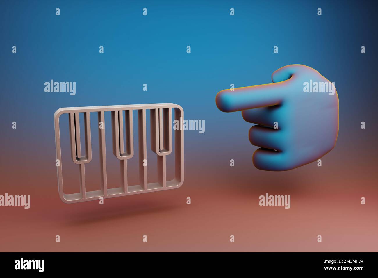 Beautiful illustrations abstract Hand index finger points to Piano Keys ...