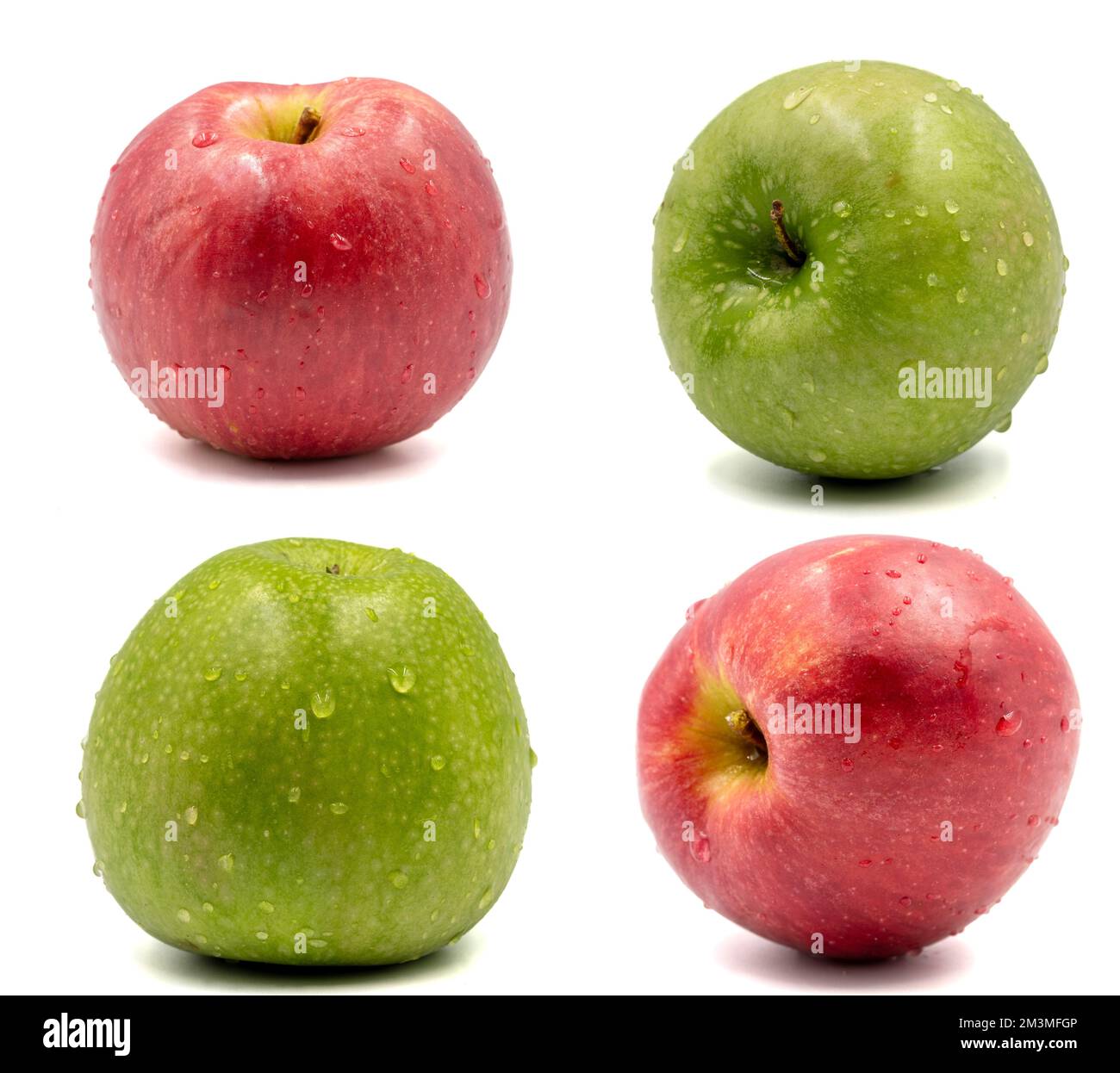 Set of Apple varieties images. Green and red apple isolated on a white ...