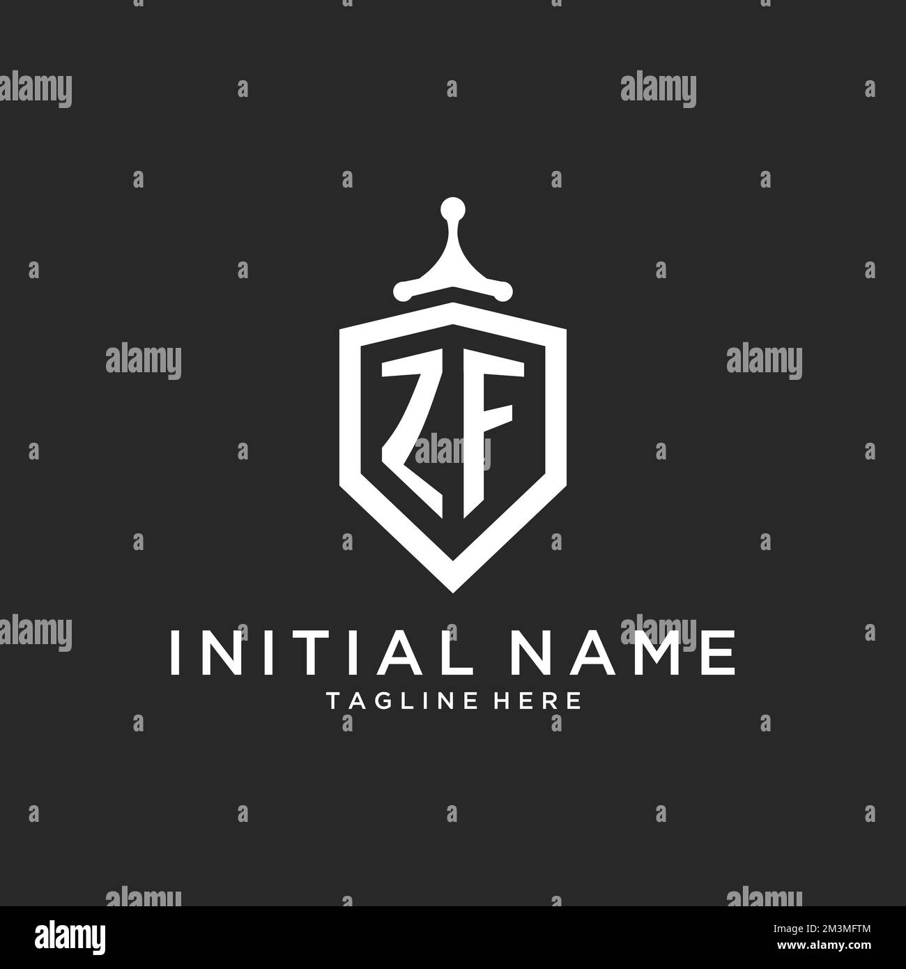ZF monogram logo initial with shield guard shape design ideas Stock Vector Image & Art - Alamy
