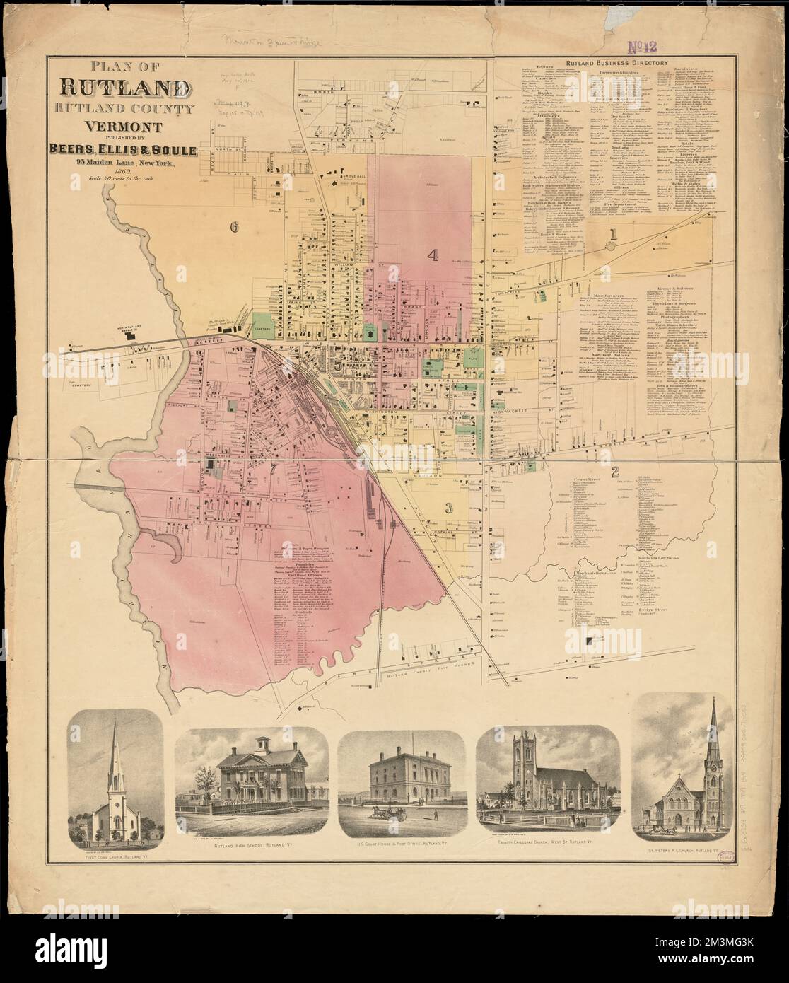 Plan of Rutland, Rutland County, Vermont , Landowners, Vermont, Rutland ...