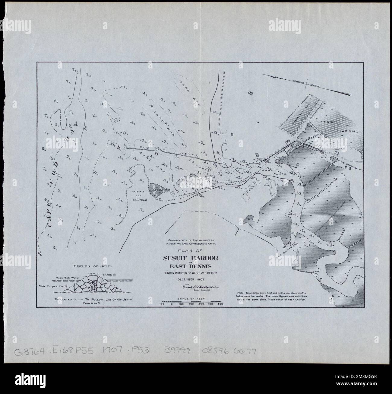 Plan of Sesuit Harbor in East Dennis : under chapter 32 resolves of 1907 , East Dennis Mass ...