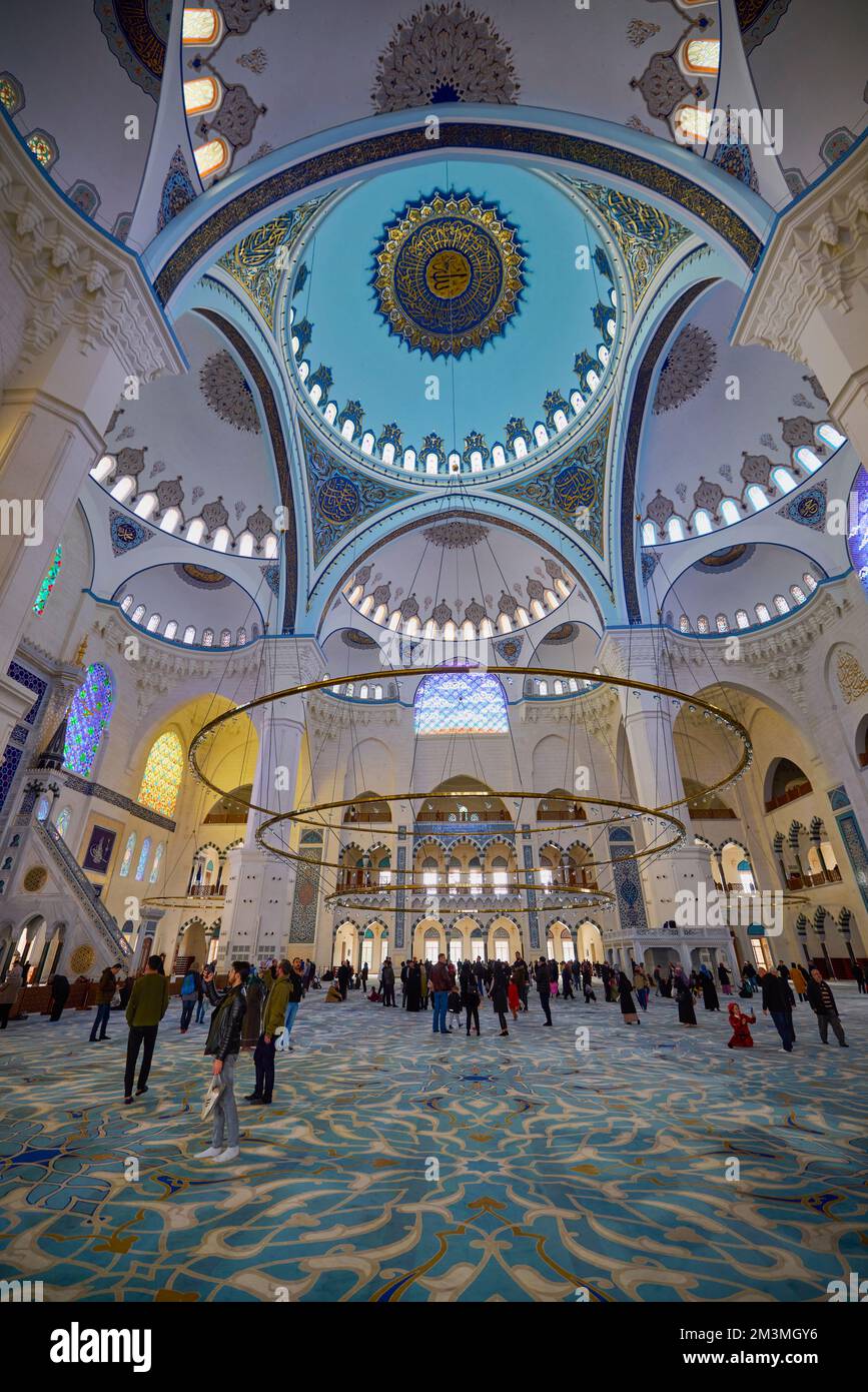 Istanbul Turkey, November 29, 2022, Camlica Mosque, interior images ...