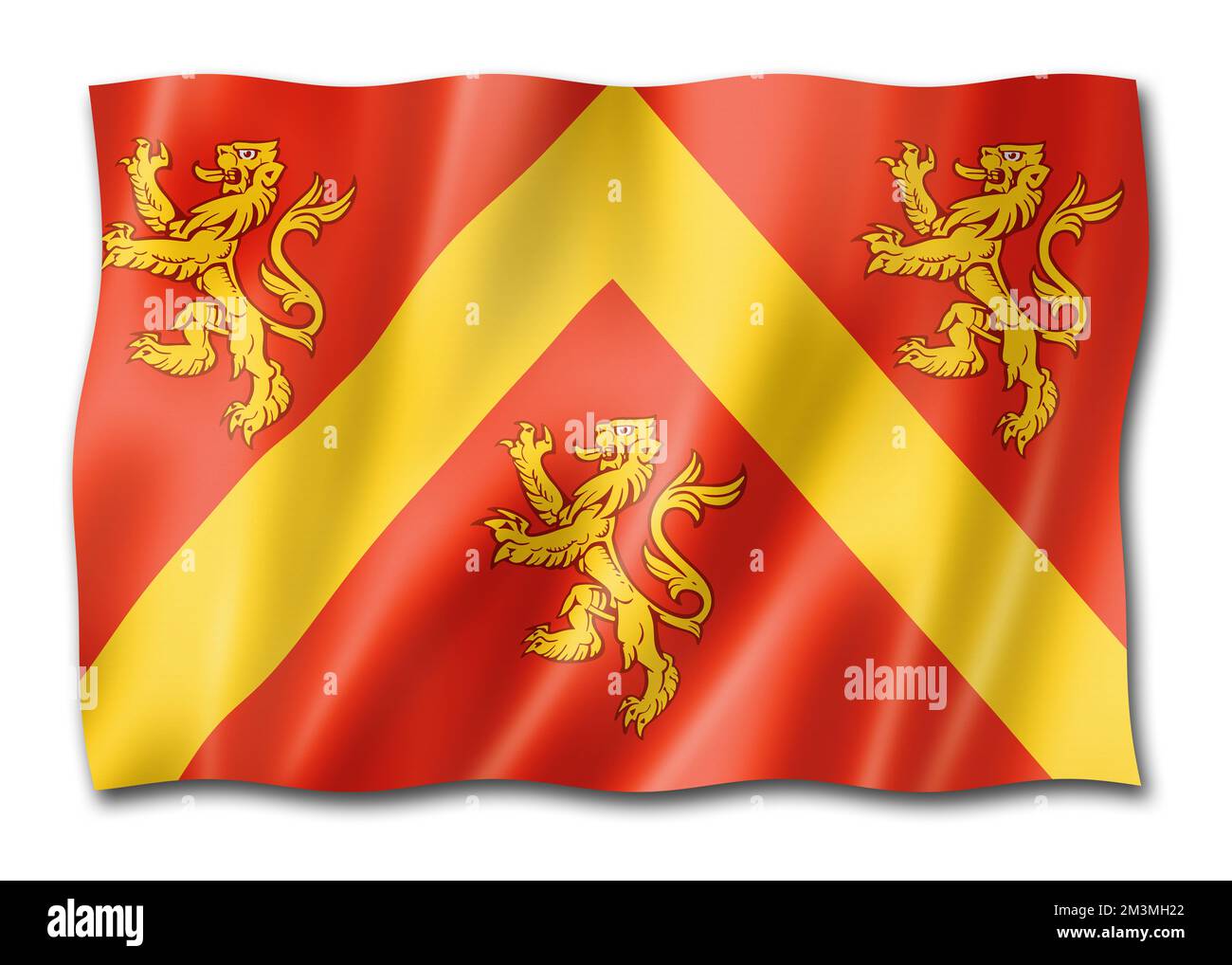 Anglesey County flag, United Kingdom waving banner collection. 3D ...