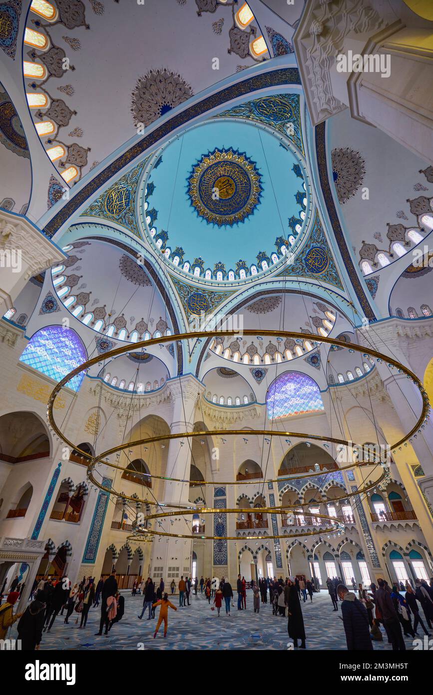 Istanbul Turkey, November 29, 2022, Camlica Mosque, interior images ...