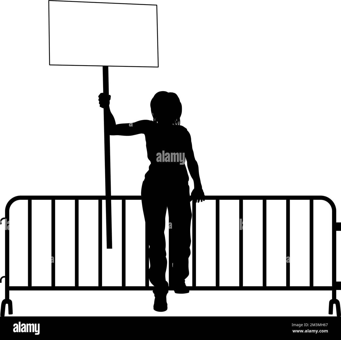 Protest Rally March Picket Sign Silhouette Person Stock Vector Image ...