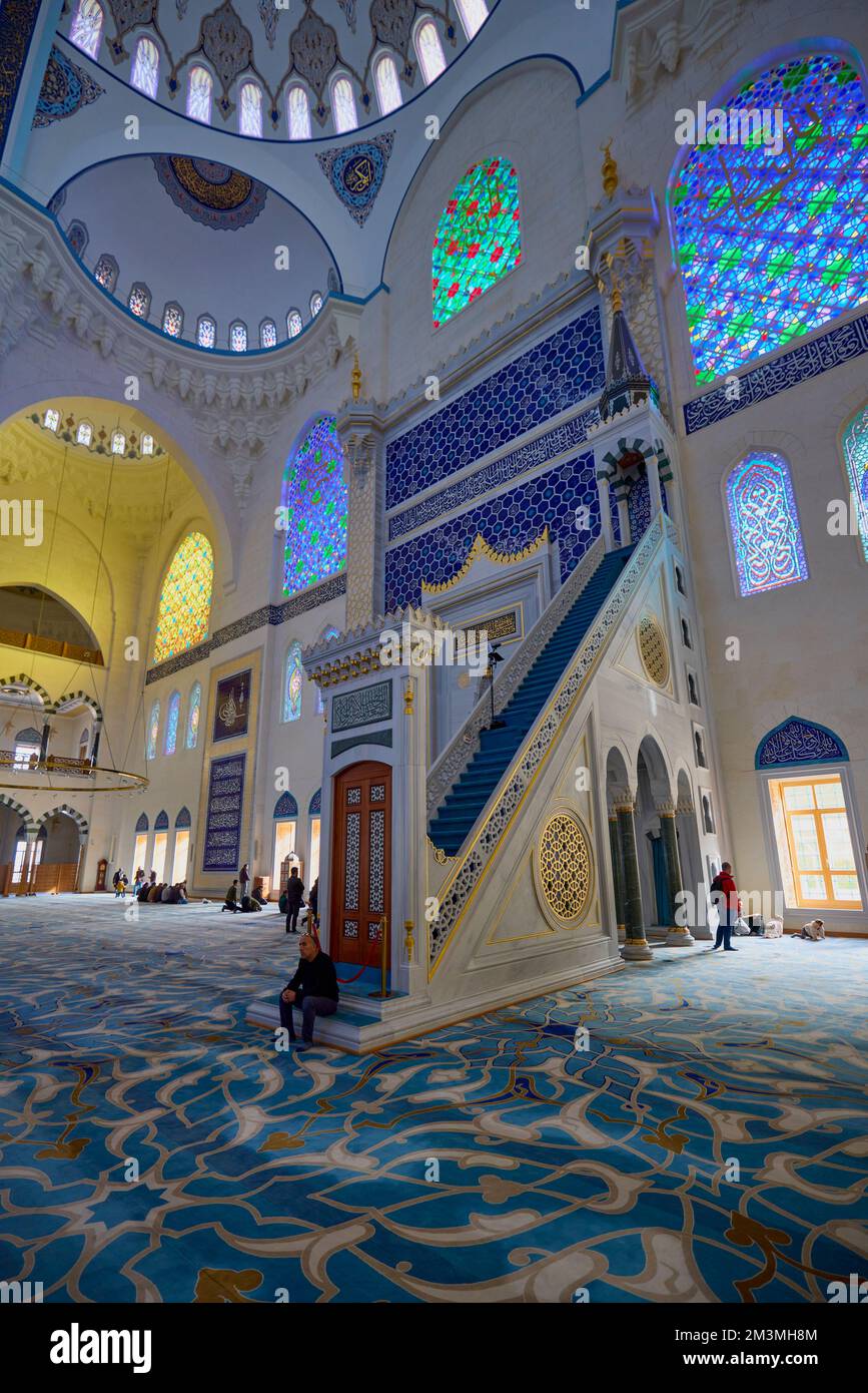 Istanbul Turkey, November 29, 2022, Camlica Mosque, interior images ...