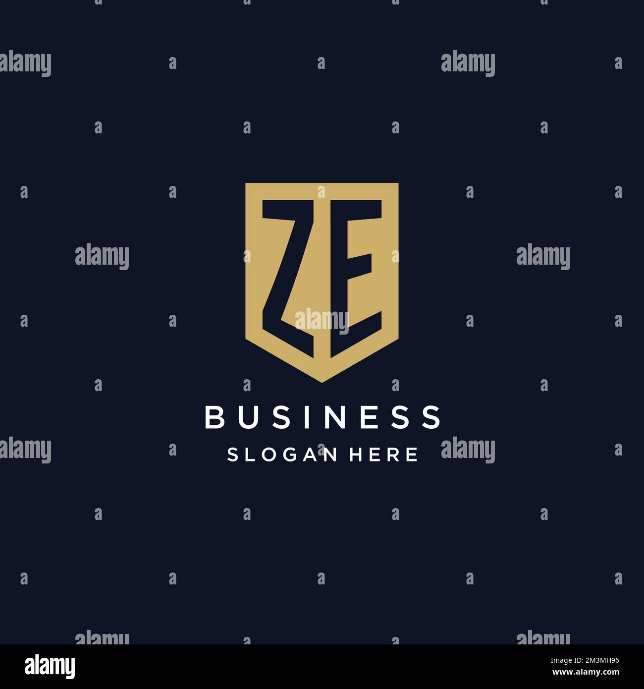 ZE monogram initials logo design with shield icon template Stock Vector ...