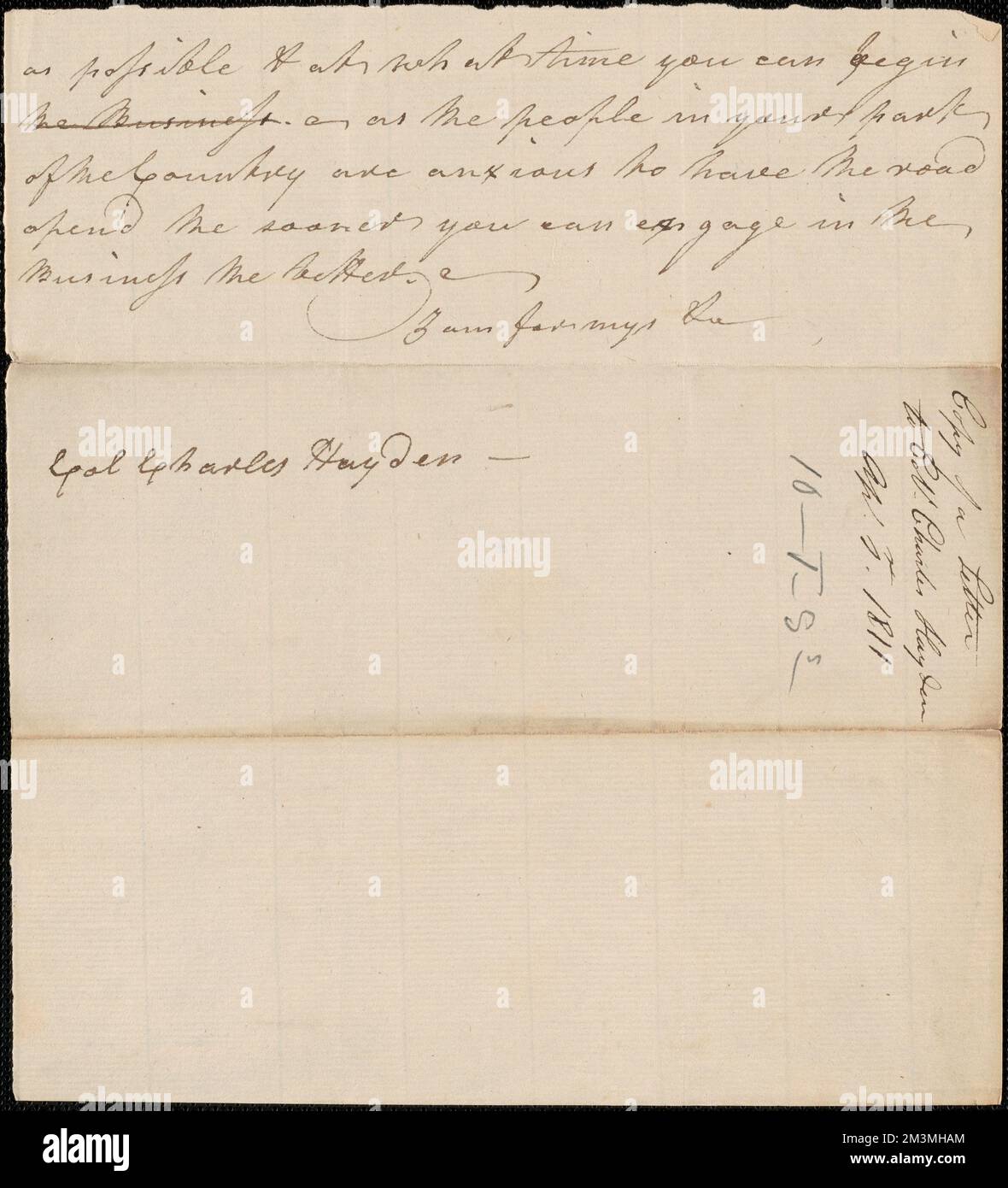 Plan of Survey for Charles Hayden, 1 April 1811 , Public land sales ...