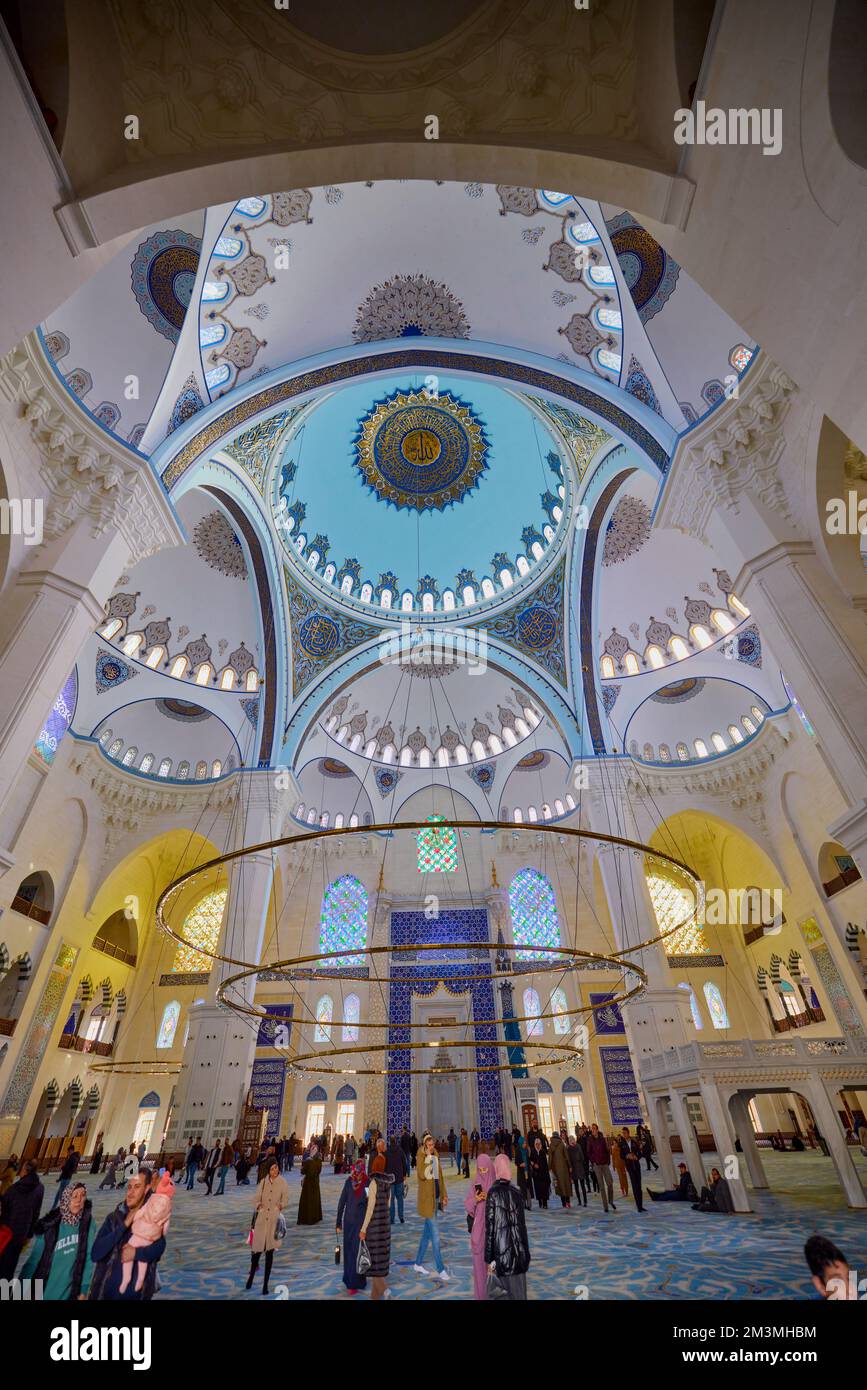 Istanbul Turkey, November 29, 2022, Camlica Mosque, interior images ...