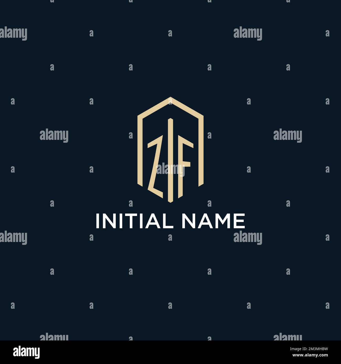 ZF initial monogram logo with hexagonal shape style, real estate logo ...