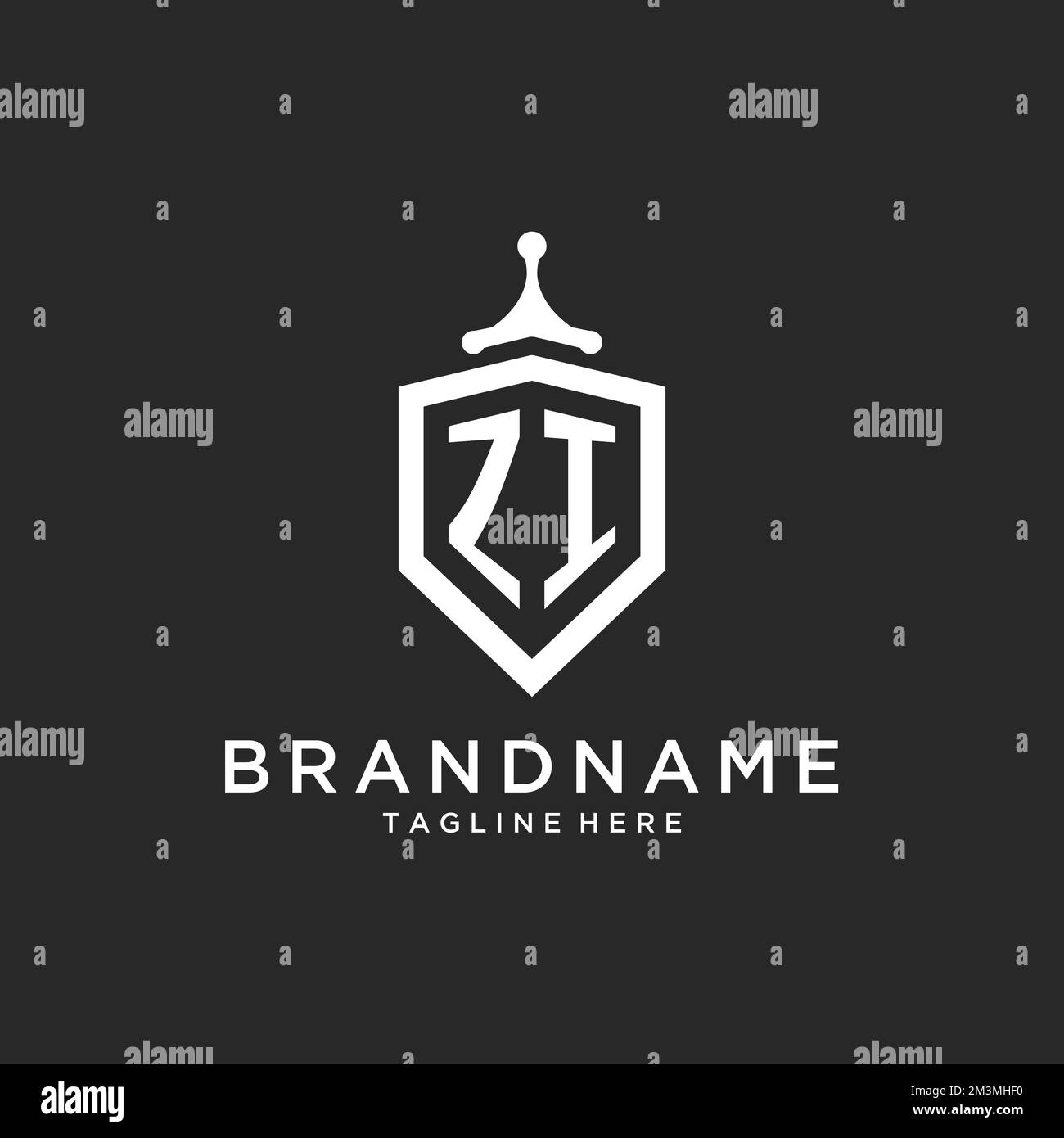 ZI monogram logo initial with shield guard shape design ideas Stock ...