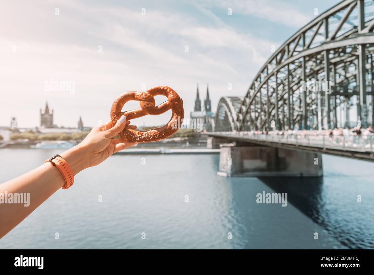 Traditional german snack - pretzel or bagel on the background of an ...