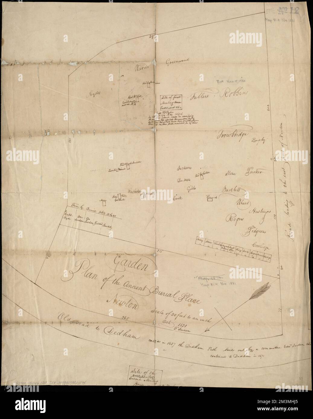 Plan of the ancient burial place Newton , Cemeteries, Massachusetts ...
